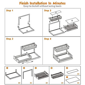 Webetop Under Kitchen Sink Organizers and Storage, 2 Tier Pull Out Cabinet Organizer, Multi-Purpose Sliding Shelf Under Bathroom Drawer- 14.2L x 10.6W x 11H