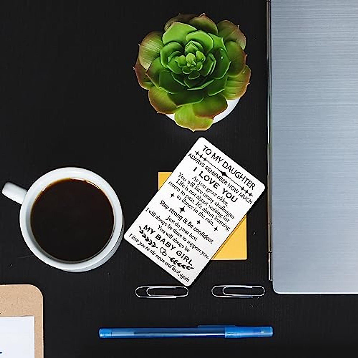 Kwtzkuo To My Daughter Gifts from Mom Dad,Daughter Birthday Card,Daughter Christmas Graduation Engraved Wallet Card Inserts Gift Ideas