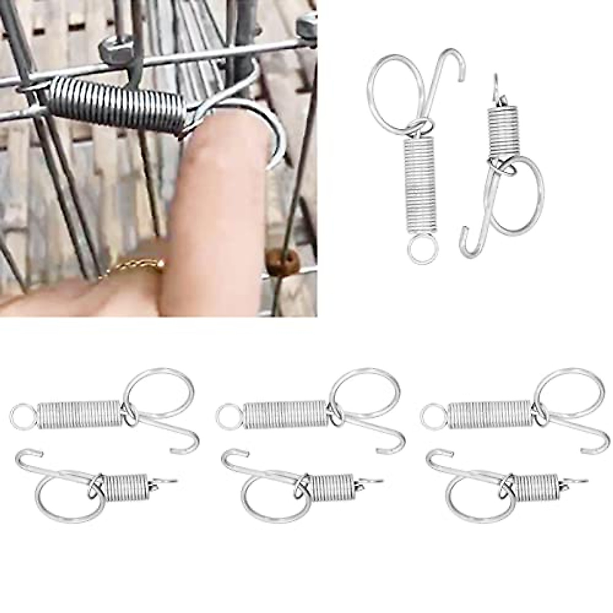 CHICIRIS Spring Cage Door Hook, 20PCS Cage Door Spring Hook Metal Finger Spring Latch Hook for Fixing Rabbit Pet Cage Door Farming Equipment(S)