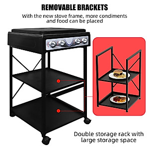 4 Burner Gas Stove Camping Stove Propane Burner Portable Stable RV Stove Top Stainless Steel Camping Grill Stove Outdoor Safety with Removable Stand, CSA Certified Gas Regulator and Hose Easy to Clean