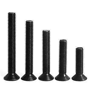 M5 x 20mm 25mm 30mm 35mm 40mm Flat Head Socket Cap Screws Countersunk Bolts, 10.9 Grade Alloy Steel, Black Oxide Finish, Fully Threaded, Metric Allen Hex Drive, Assortment Kit 50PCS