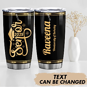 wowcugi Personalized Graduation Tumbler Senior Class Of 2025 Custom Cups with Lid 20oz 30oz Coffee Mugs Graduation Gifts Masters Tumblers for Men Women Graduating Daughter Son (Black)