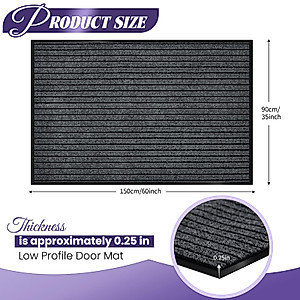 Door Mat Heavy Duty Outdoor Indoor Doormat Low Profile Front Door Mat Large 35x60 inch Gray Striped Entrance Welcome Mats Easy Clean Patio Entrance Mat Waterproof Anti-Skid Rubber Backing