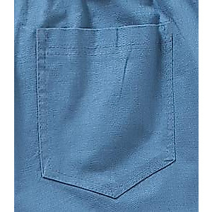 SIR7 Men's Linen Casual Lightweight Drawstrintg Elastic Waist Summer Beach Pants Denim Blue XL