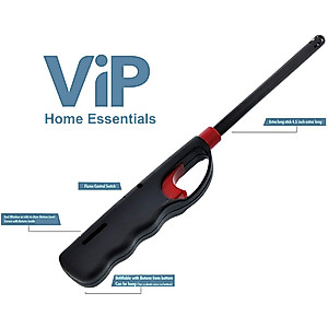 12 Pack - VIP Home Essentials Fuel Included Handi Flame BBQ Grill Click Stick Lighter Refillable Candle Fireplace Kitchen Stove Wind Resitent Long Stem