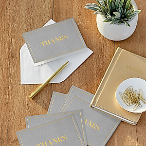 Hallmark Bulk Thank You Cards, 100 Blank Notes with Envelopes for Weddings, Graduation, Small Business (Gold and Gray)