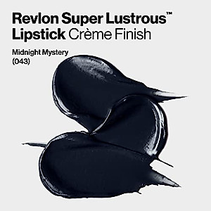 REVLON Super Lustrous Lipstick, High Impact Lipcolor with Moisturizing Creamy Formula, Infused with Vitamin E and Avocado Oil in Blue/Black, Midnight Mystery (043)