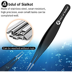 Abdul of Sialkot Pointed Tweezers,Needle Nose Tip, Sharp Precision Ingrown Hair, Surgical Pointed for Blackheads & Splinters/Best Tweezers for Eyebrows (Pink)