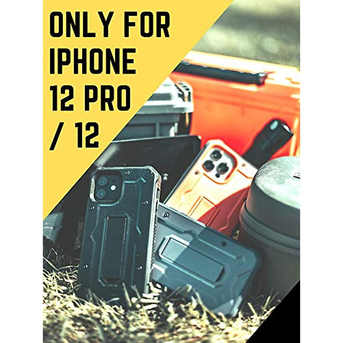 ArmadilloTek Vanguard Designed for iPhone 12 / iPhone 12 Pro Case (6.1 inches) Military Grade Full-Body Rugged with Built-in Screen Protector and Kickstand - Black