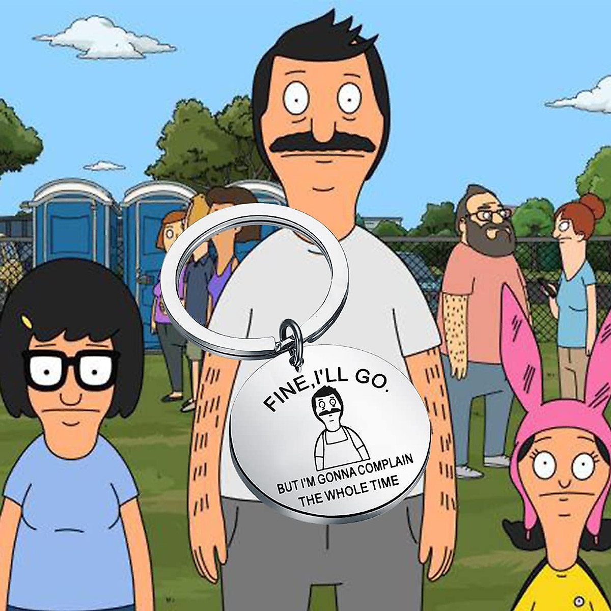 TGBJE Bob Belcher Gift Bob's Fans Gift I'll Go But I'm Gonna Complain The Whole Time Keychain Game Fans Gift Game Players Gifts (complain keychain)