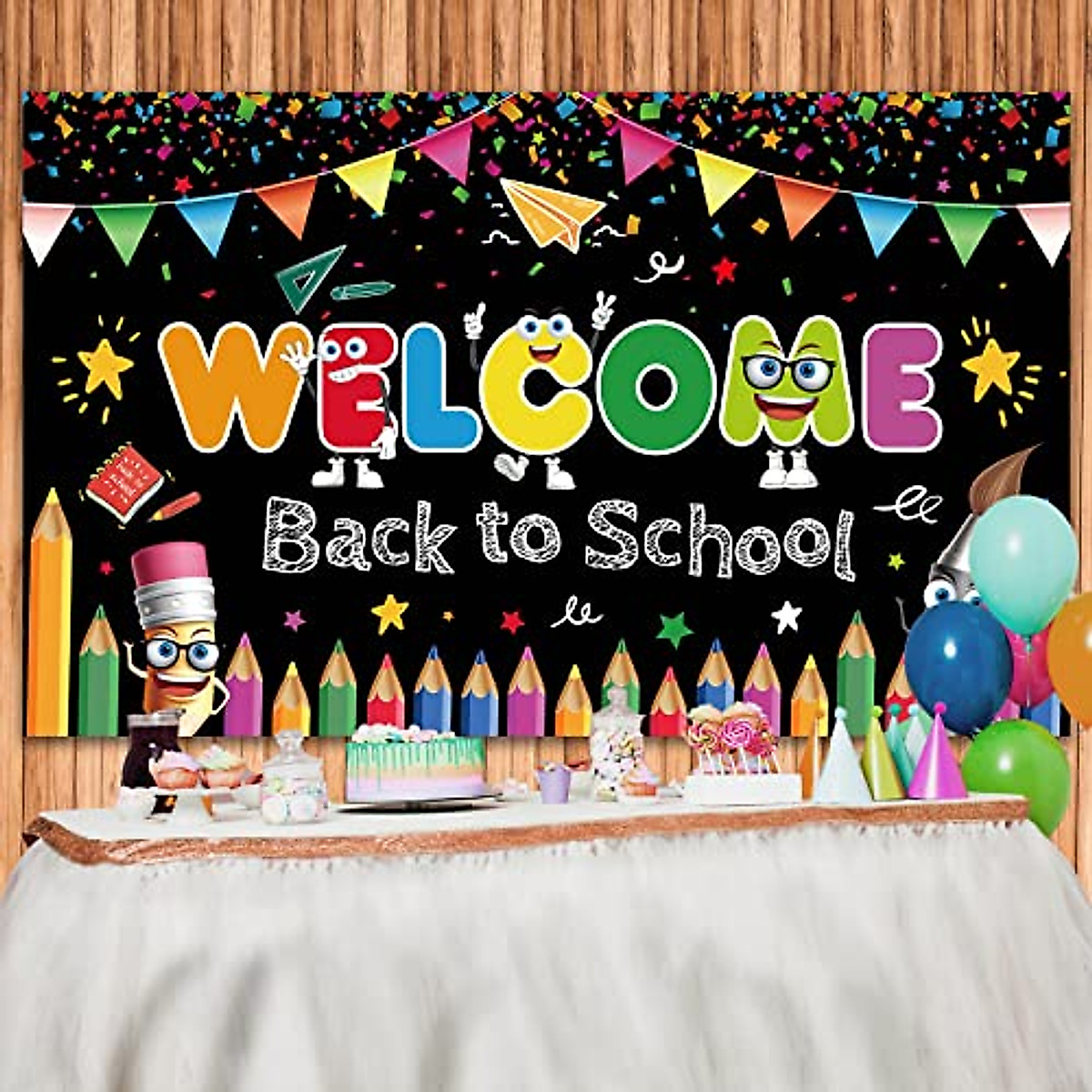 Welcome Back to School Backdrop First Day of School Photo Booth Props Welcome Back Banner for Kids Teacher Students Welcome Back to School Banner Decorations Supplies for Classroom Background Decor