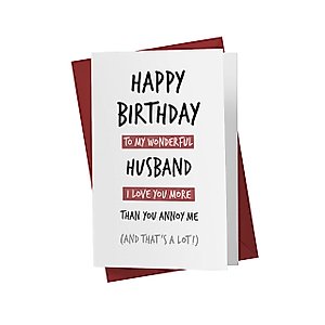 Funny Birthday Card for Husband, Large 5.5 x 8.5 Happy Birthday Card for Him, Husband Birthday Card from Wife, Karto More Than Husband