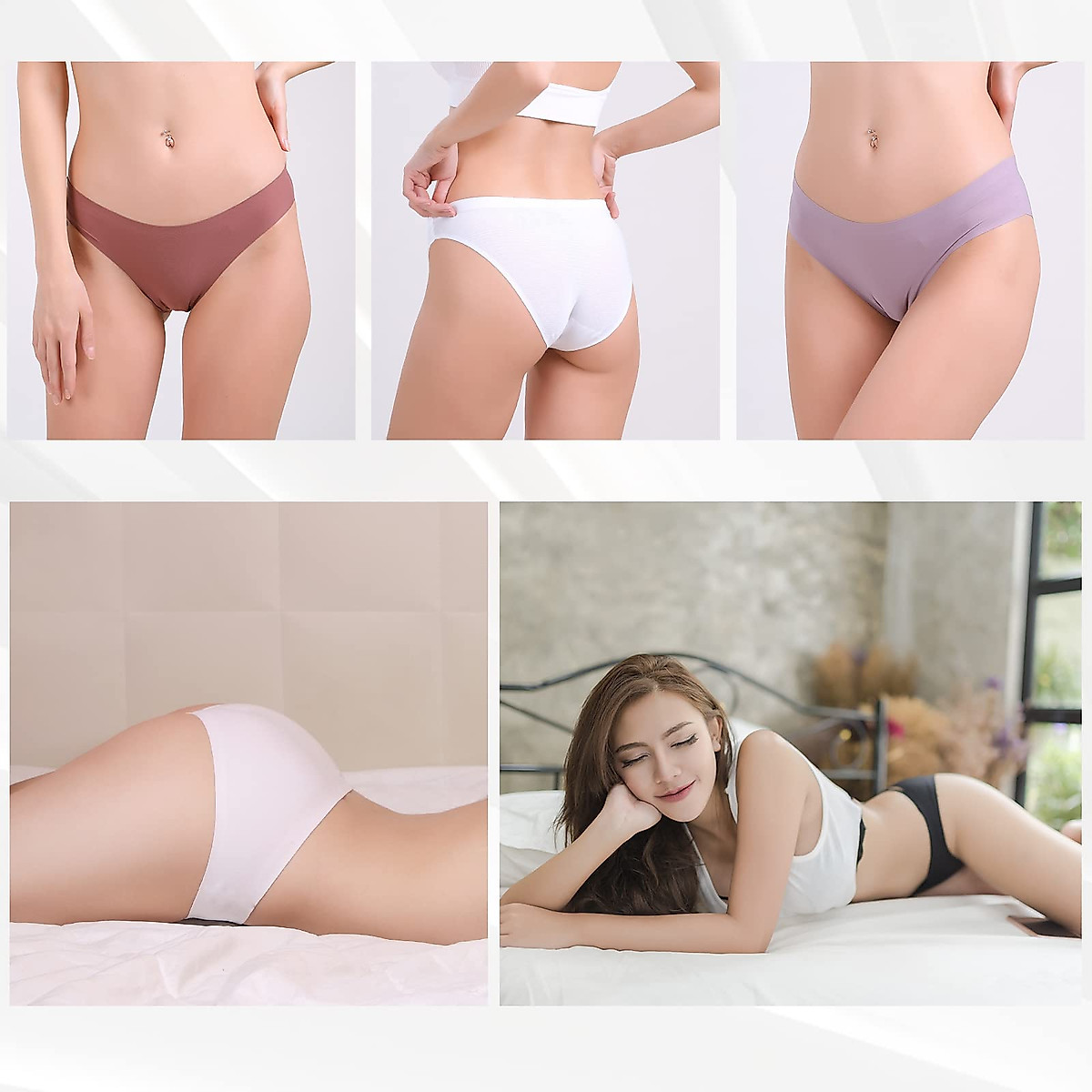 LEVAO 10 Pack Seamless Underwear for Women No Show Cheeky Bikini Panties Breathable Silk Touch Brief S-XL