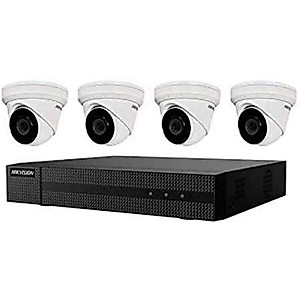 HIKVISION EKI-K41T44 4-Channel 4K NVR Value Express Kit with (4) 4MP Outdoor Network Turret Camera, (2.8 mm Fixed Lens), RJ45 Connections (Renewed)