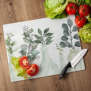 CounterArt "Nature's Greenery" 3mm Heat Tolerant Tempered Glass Cutting Board 15” x 12” Manufactured in the USA Dishwasher Safe