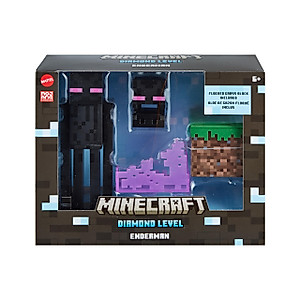 Mattel Minecraft Diamond Level Enderman Action Figure & Die-Cast Accessories, Collectible Toy Inspired by Video Game, 5.5 inch