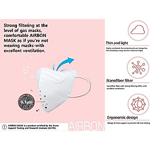 10Pcs AIRQUEEN Korean Nanofiber Filter Childern Mask for kids (White)