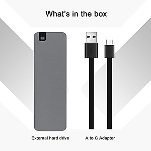 2TB External Hard Drive, Portable SSD External Hard Drive with Reading Speed Up to 500Mb/s Plug and Play Ready for Mac and PC Computer, Desktop, Laptop Silver