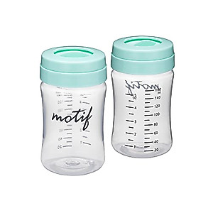 Motif Medical Breast Milk Storage Bottles - Two 160mL Bottles with Sealing Discs - Milk Collection Containers - Compatible with The Luna Breast Pump