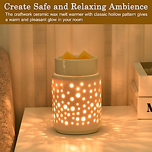 mocosa Ceramic Wax Melt Warmer,Candle Wax Warmer for Scented Wax,Wax Melt Wax Cubes Melter Fragrance Warmer Gift for Wedding Spa and Aromatherapy (Round)