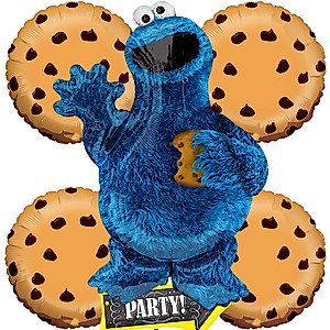 Anagram Licensed Birthday Balloons, Intended for Cookie Monster Theme Collection, Party Accessory, Multicolor, 6 Piece Set