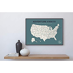 Epic Adventure Maps The United States Push Pin Map 24" x 17" - Unframed Travel Map to Mark Your Travels Around The USA - Multicolored Pushpins Included