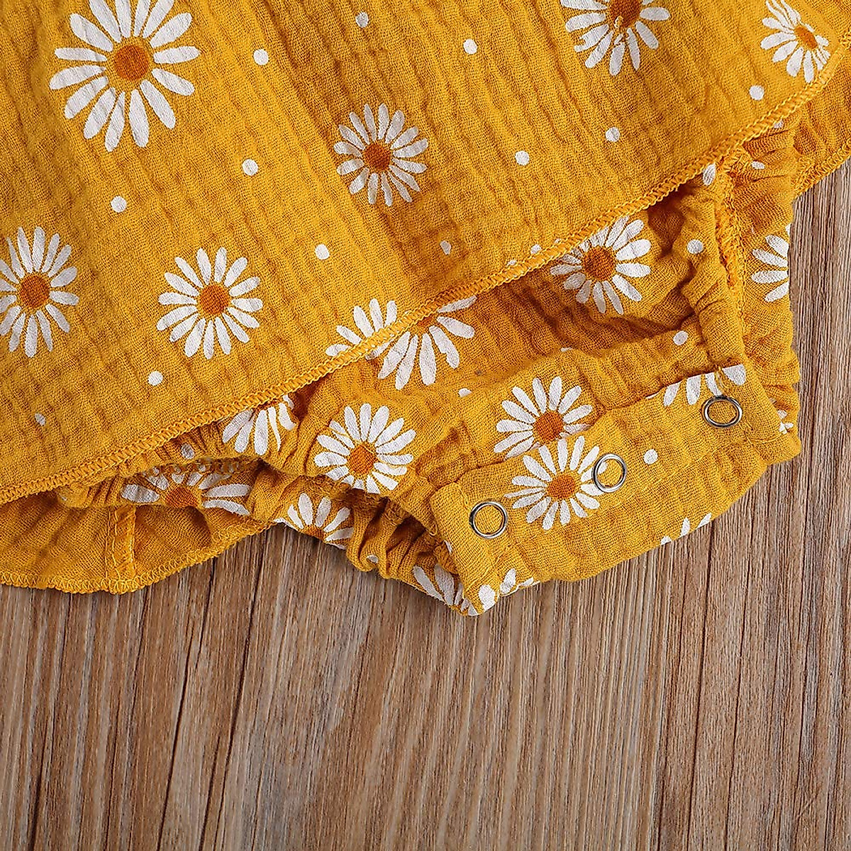 Yoawdats Infant Girls Clothes Baby Bodysuits Cotton Linen Rompers for Girls 2PCS Summer Outfits with Headband (Yellow, 0-6 Months)