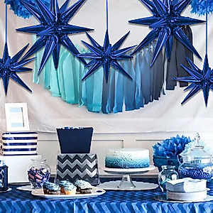 TONIFUL 8 Pcs Navy Blue Star Foil Balloons Large Star Balloons Blue Explosion Star Mylar Balloons for Party Backdrop Christmas New Year Birthday Wedding Baby Shower Anniversary Photo Booth Supplies