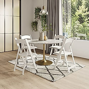 White Resin Stackable Folding Chair - Comfortable White Foldable Chair - Folding Chairs with Padded Seats - Indoor/Outdoor Folding Chairs for Events - Lightweight Foldable Chairs (Set of 4 Pack)