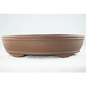 Calibonsai Oval Yixing Zisha Bonsai/Succulent Pot + Mesh 16 inch x 13 inch x 3.75 inch - Brown