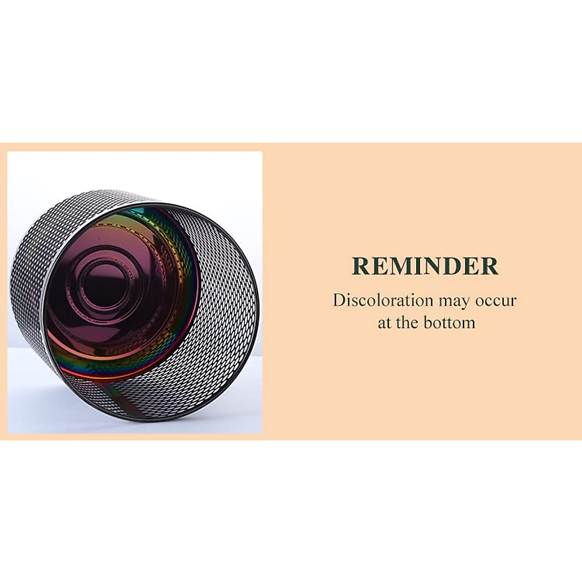 QIBORUN Mesh Wastebasket Round Stainless Steel Trash Can Recycling Bin for Home, Office, Bathroom, Bedroom & Kitchen, 3.5 Gallon / 12L, 11inch Height x 10inch Diameter Garbage Can-Gold