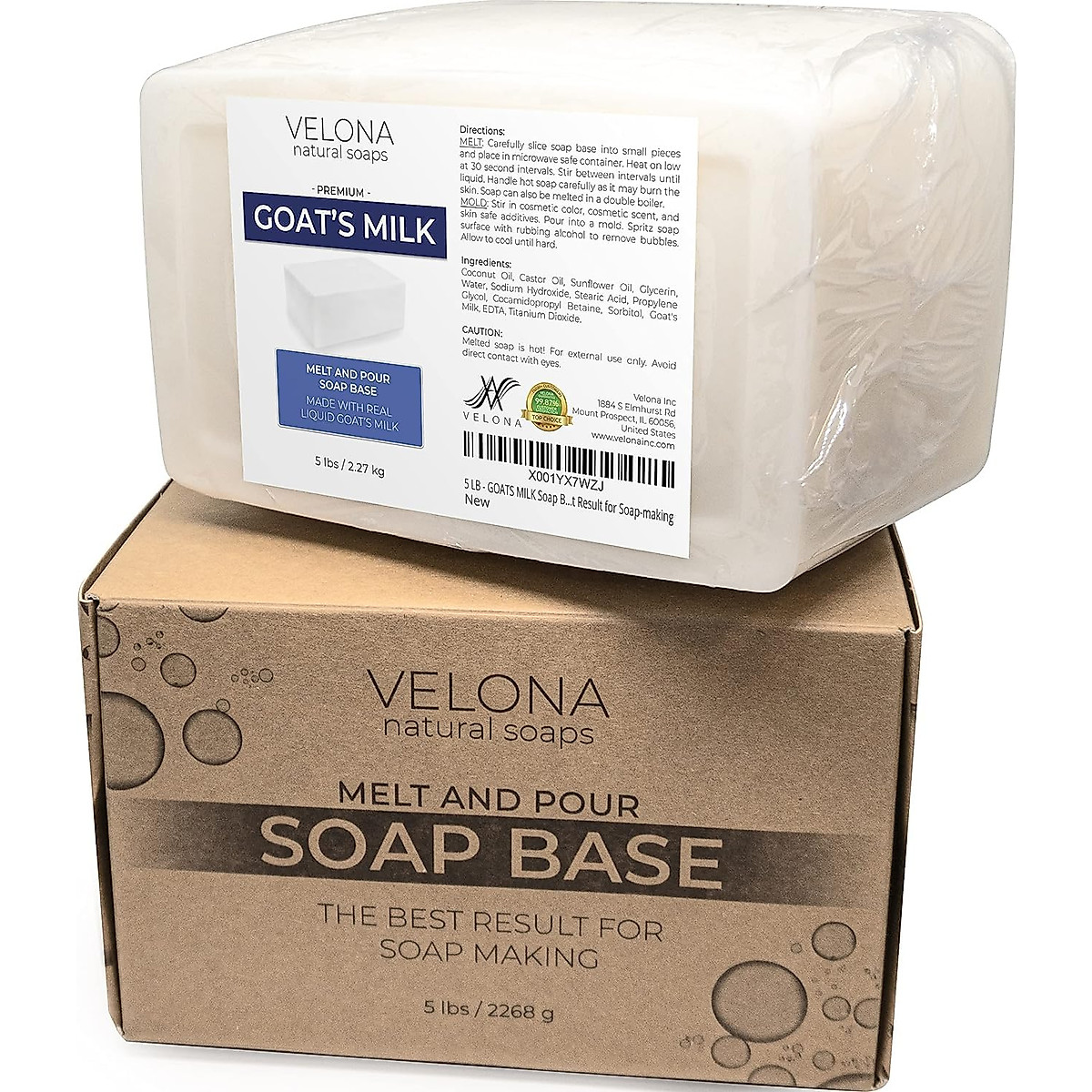 velona 5 LB - GOATS MILK Soap Base SLS/SLES free | Melt and Pour | Natural Bars For The Best Result for Soap-making