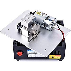 TOPCHANCES Mini Hobby Table Saw, Upgrade Table Saws Woodworking Desktop DIY Acrylic PCB Desktop Crafts Cutting Machine with Power Supply 63mm HSS Circular Saw Blade