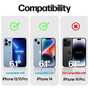 Power Theory Designed for iPhone 14 Screen Protector Tempered Glass, Also for iPhone 13/iPhone 13 Pro [Case Friendly] Full Cover with Easy Install Kit, 2 Pack
