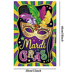 Mardi Gras Decorations Garden Flag New Orleans Party Mardi Gras Hanging Garland for Home Outdoor Indoor Decor Double Sided（Pole Not Included）