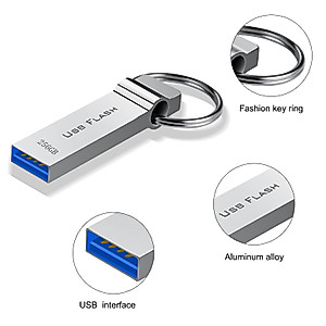 Marryler USB Flash Drive 256GB Waterproof USB Stick High Speed Memory Stick 256GB Ultra Large Storage Metal Thumb Drive with Keychain Design for Laptop Computer Tablet