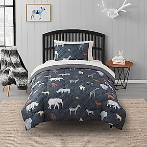 Kids Bedding Set Bed in a Bag for Boys and Girls Toddlers Printed Sheet Set and Comforter, Twin, Safari