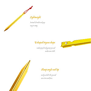 Set of 12 Tent Stakes Pegs Aluminium Alloy Stake 7 Inches with Reflective Rope and 4 Small Silica Gel O-ring for Camping Hiking backpacking Outdoor Activities