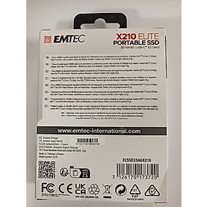Emtec 256GB X210 Elite SATA III Portable Solid State Drive (SSD) with NAND Technology ECSSD256GX210