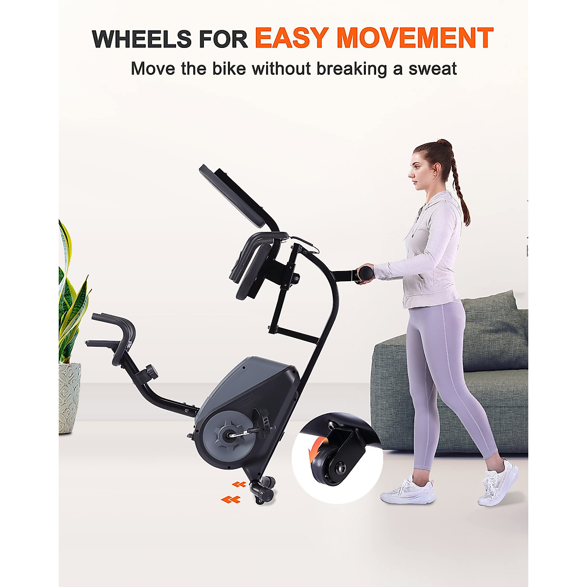 ECHANFIT Recumbent Exercise Bike with Optional Bluetooth Connectivity, 16 Levels Magnetic Resistance and Pulse Rate Monitor for Seniors, Indoor Stationary Bike for Home Use, 350 LB Weight Capacity