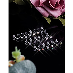 Ylqjksk 20G Nose Rings Stud Surgical Steel Threadless Push in Flat Back Stud Earrings Tragus Cartilage Earrings Lip Ring Medusa Piercing Jewelry for Women Men