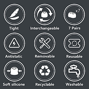 14Pcs Replacement Ear Tips Compatible with Sony WF-1000XM3 WF-1000XM4 Earbuds Soft Silicone Ear Tips (Black)