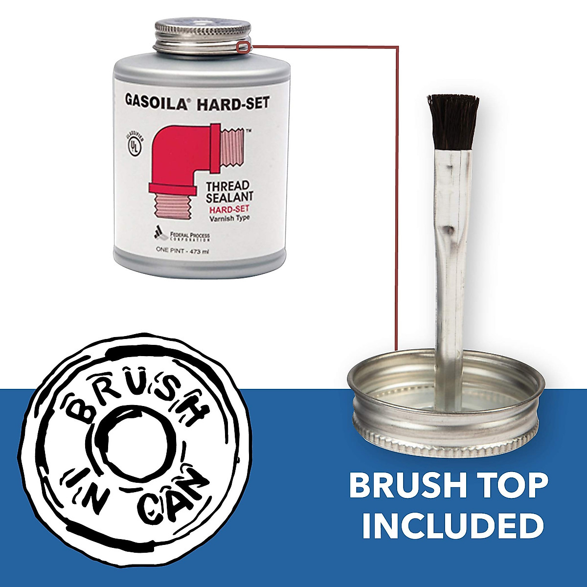 Gasoila Hard-Set Thread Sealant Varnish For Metal, PVC, Rubber, Marble, Wood, and Porcelain 1/4 pt. with Brush