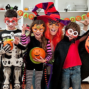 Max Fun 12Pcs Halloween Party Glasses Glitter Holiday Glasses Frames Halloween Decorations Accessories Costume Eyeglasses for Halloween Parties Holiday Favors