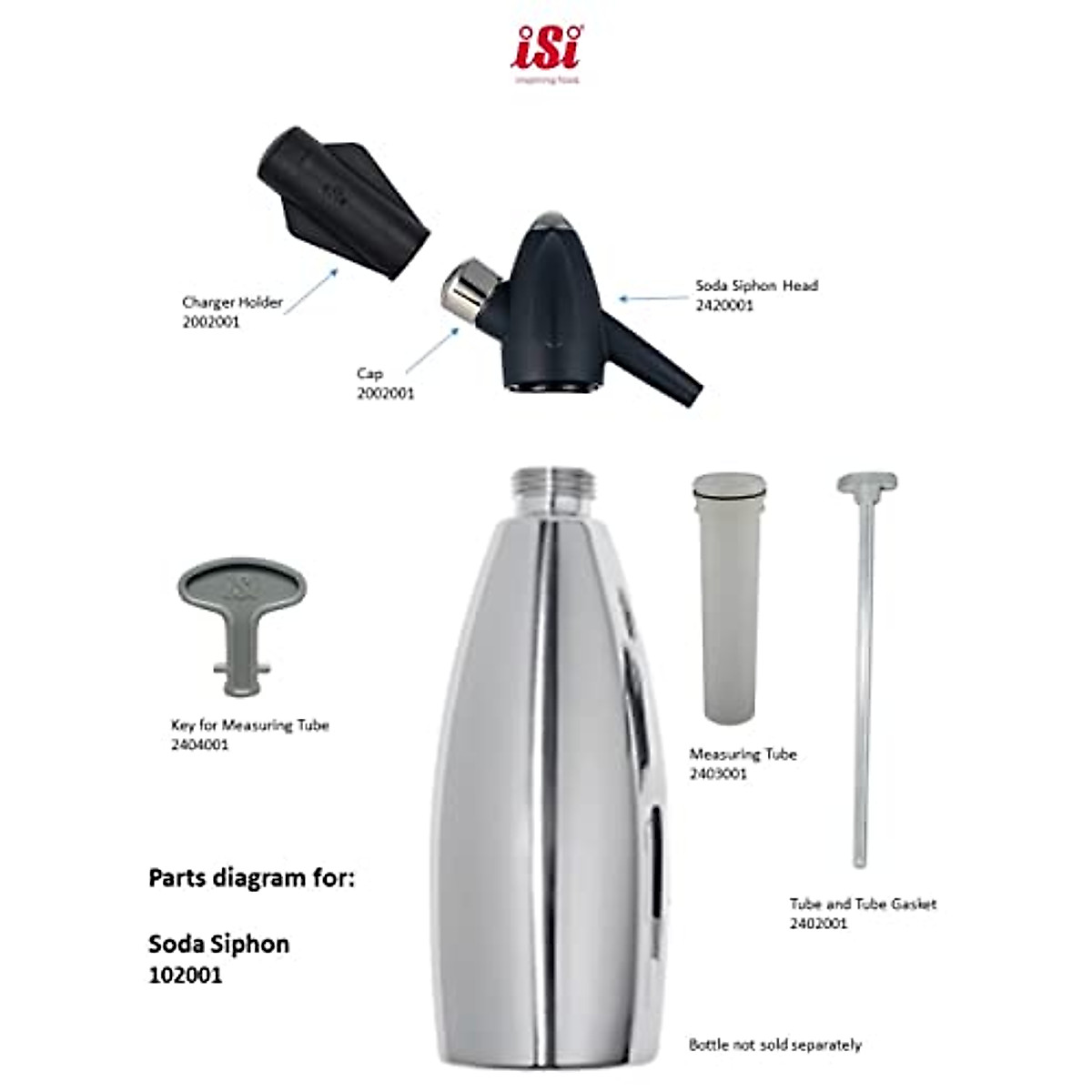 iSi North America Stainless Steel Soda Siphon, 1 Quart, Stainless