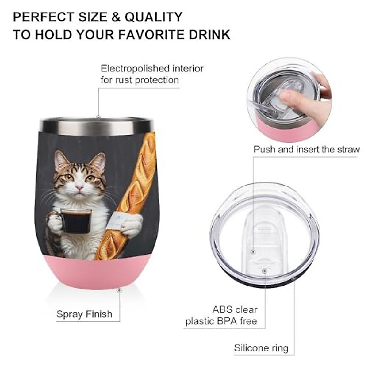 OPTKSNCU 304 Stainless Steel Insulated Cup with Lid, Cat Holding Something Print Durable, And Easy to Clean – Ideal for Home, Office, And Gift Giving