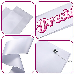 Sash Female Role-Playing Supplies with Pins for Halloween Events Elections Parties and Activities (President)