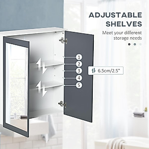 kleankin Bathroom Medicine Cabinet with Mirror, 27"x30" Wall Mounted Bathroom Mirror Cabinet, Bathroom Wall Cabinet with Storage, Double Doors and 2 Adjustable Shelves, White