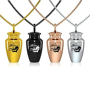 VHIONER Keepsake Urns for Human Ashes, Cremation Urns for Adult Ashes Titanium Steel, Ash Pendants Cremation Jewelry with Black Premium Box (Black)