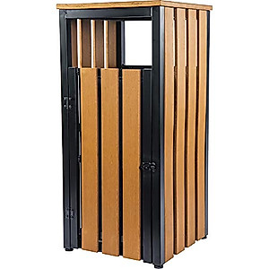 Lorell, LLR42692, Outdoor Waste Bin, 1, Teak